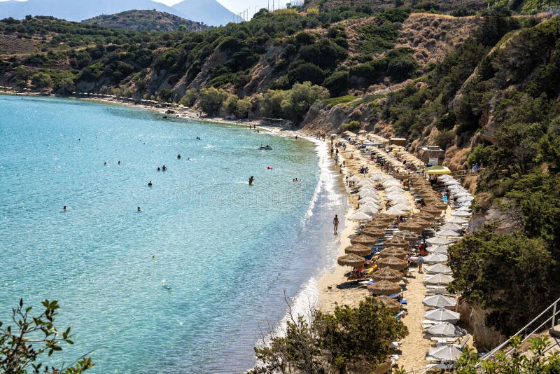 Voulisma Beach, Istron, Crete, Greece Stock Image - Image of paradise ...