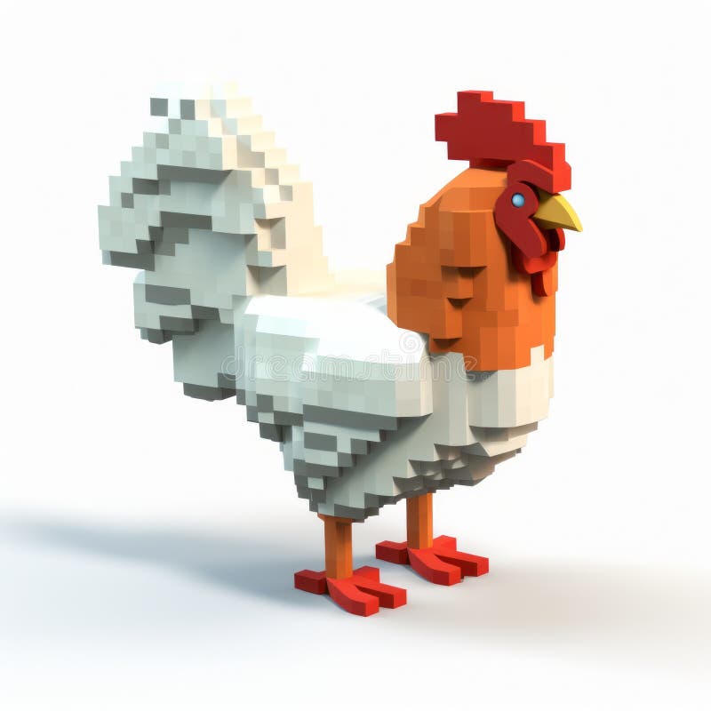Voxel Art Chicken: Bold 8-bit Pixel Cartoon with Ps1 Graphics Stock ...