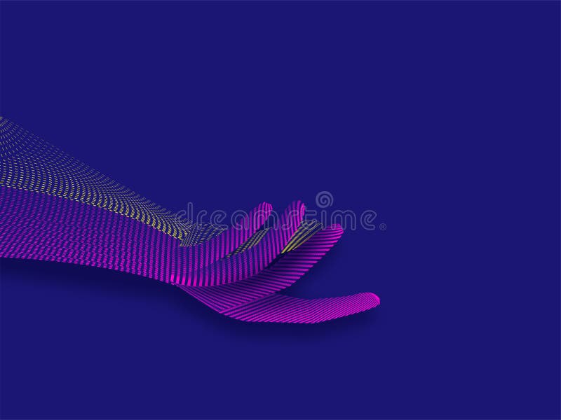Voxel Art Striped Human Hand Against Blue Stock Illustration ...