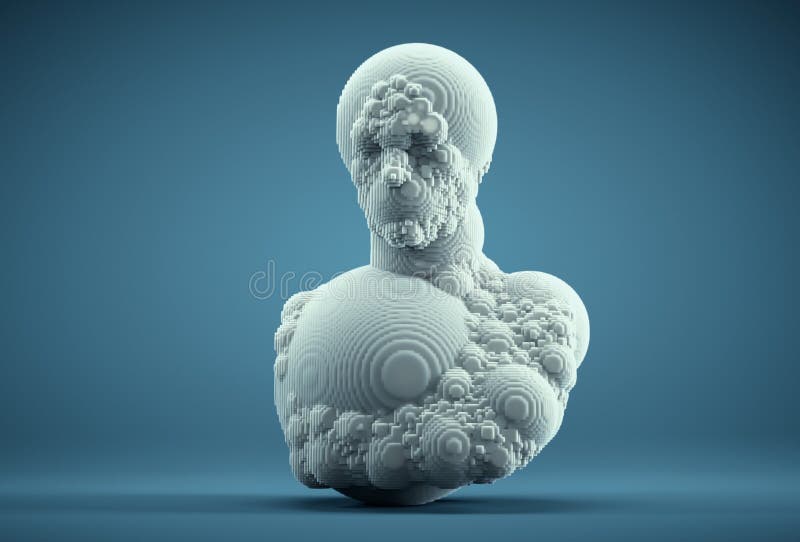 Voxel Head Profile. Complexity and Development Concept Stock Image ...