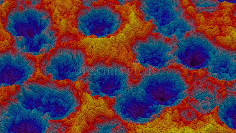 Voxel Landscapre with Temperature Gradient 3D Render Stock Illustration ...