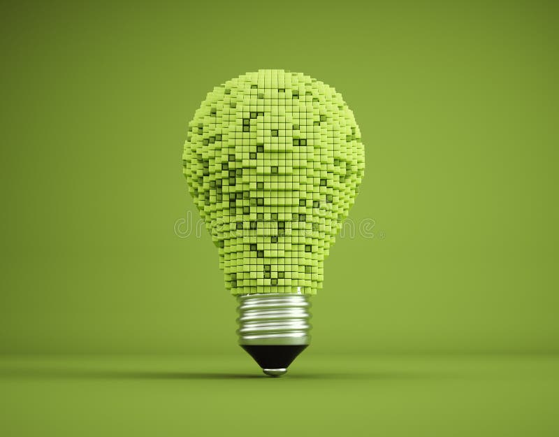 Voxel Light Bulb. Technological Progress, Digital Innovation Stock ...