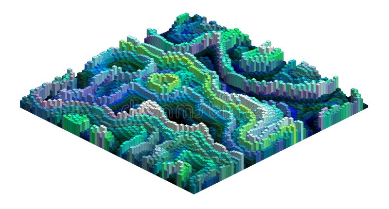 Voxel Mountain Landscape Pixel Art Sample - 3D Brick Canyon Stock ...