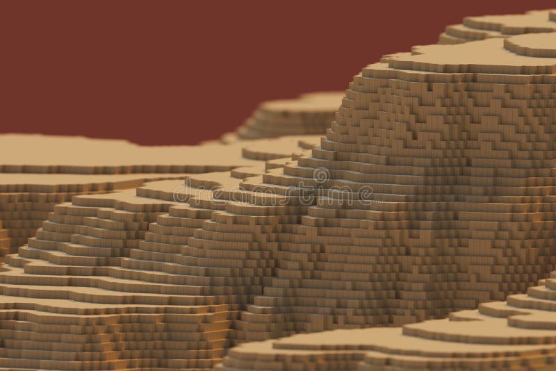 Voxels Mountains Computer Generated Landscape Stock Illustration ...