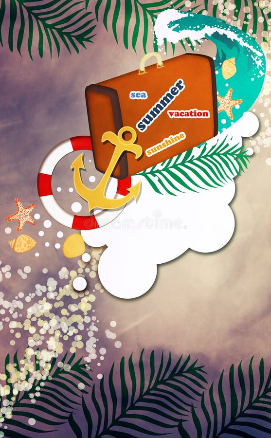 Bon Voyage Background With Colorful Suitcases Stock Vector ...