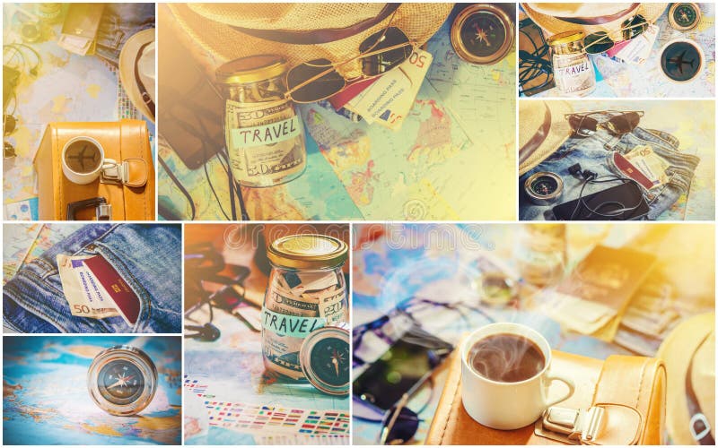 Voyage De Collage Carte Bon Image stock - Image du collage, heureux ...