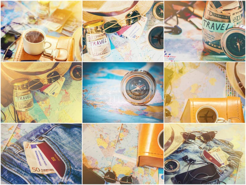 Voyage De Collage Carte Bon Photo stock - Image du vacances, handmade ...