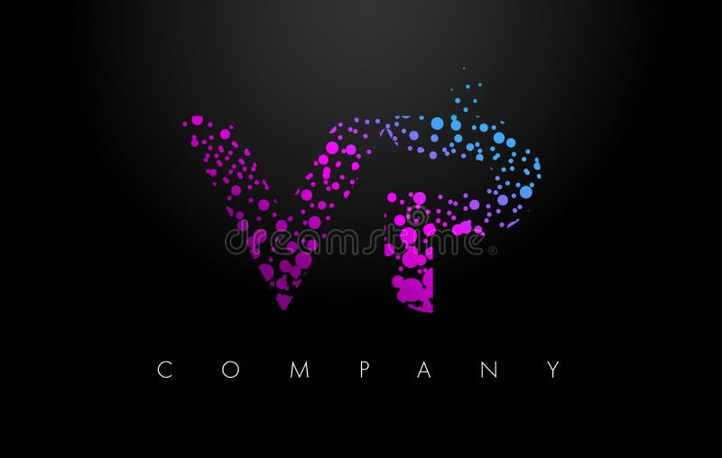 VP V P Letter Logo with Purple Particles and Bubble Dots Stock Vector ...