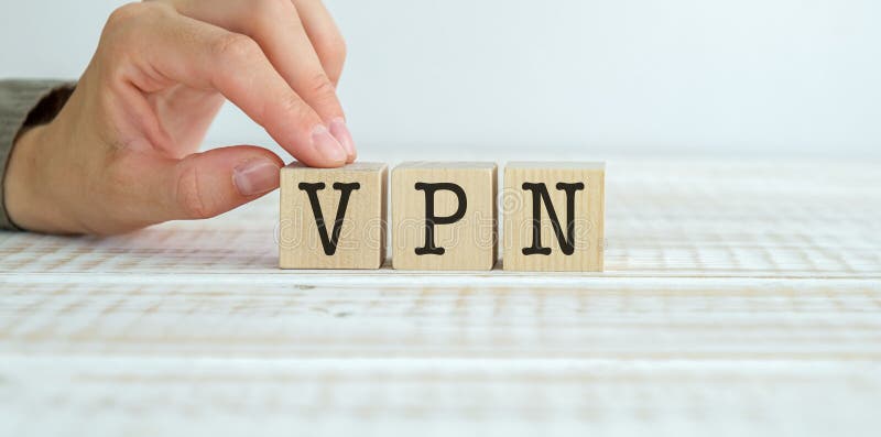 VPN Anonymous Internet Connection. Cubes with Acronym VPN and Keyboard ...