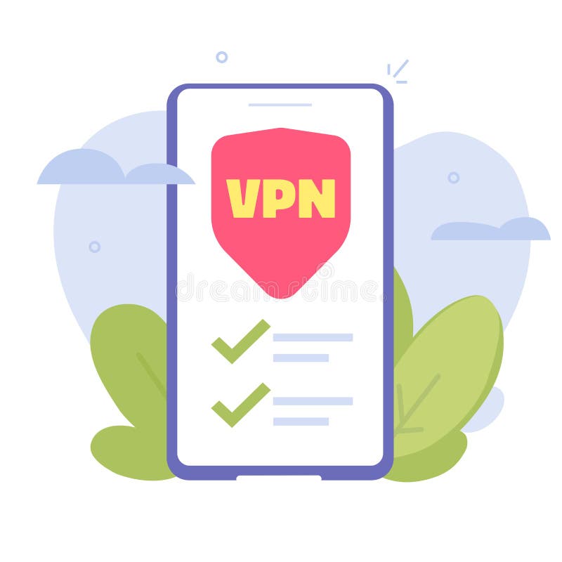 VPN on Cell Phone Mobile Checklist Vector or Virtual Private Privacy ...