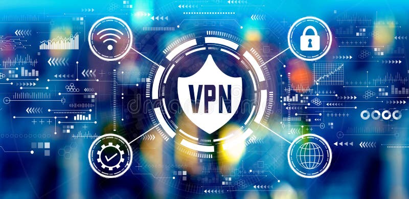 VPN Concept with Big City Lights Stock Photo - Image of website ...