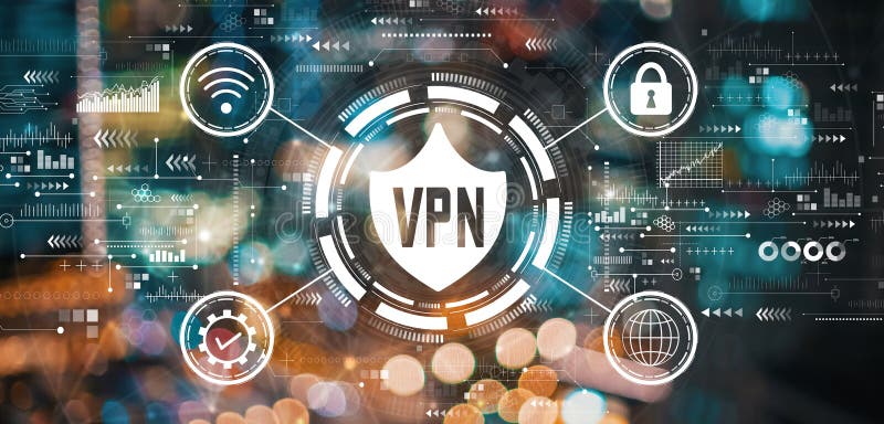 VPN Concept with Blurred City Lights Stock Photo - Image of connection ...