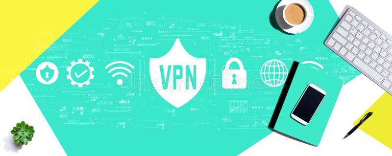 VPN Concept with Computer Keyboard and Office Items Stock Illustration ...