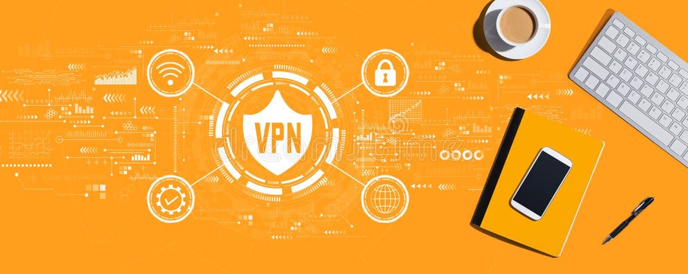 VPN Concept with Computer Keyboard and Office Items Stock Image - Image ...