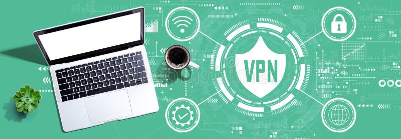 VPN Concept with a Laptop Computer Stock Illustration - Illustration of ...