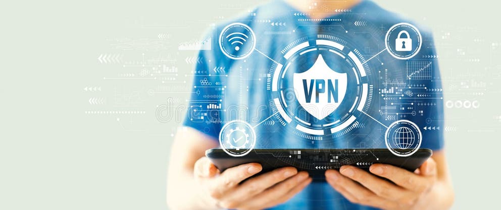 VPN Concept with Man Using a Tablet Stock Photo - Image of tablet ...
