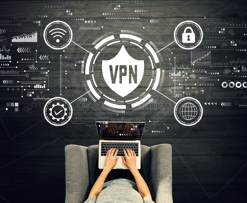 VPN Concept with Person Using a Laptop Stock Image - Image of ...