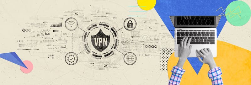 VPN Concept with Person Using a Laptop Computer Stock Image - Image of ...