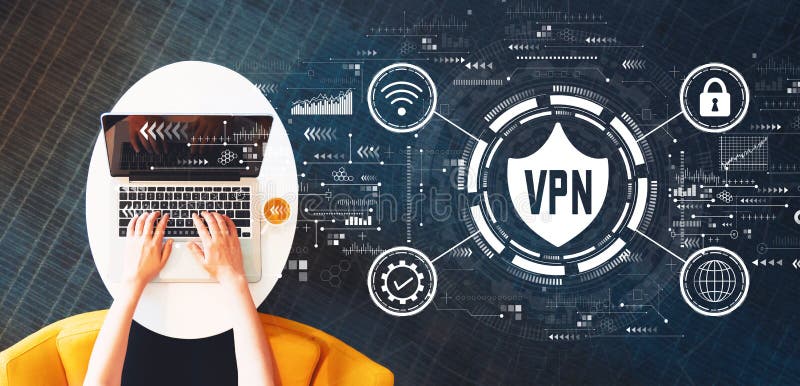 VPN Concept with Person Using a Laptop Stock Image - Image of connect ...