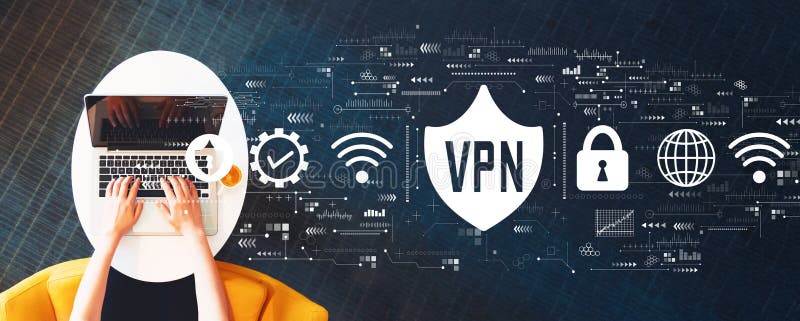 VPN Concept with Person Using a Laptop Stock Image - Image of private ...