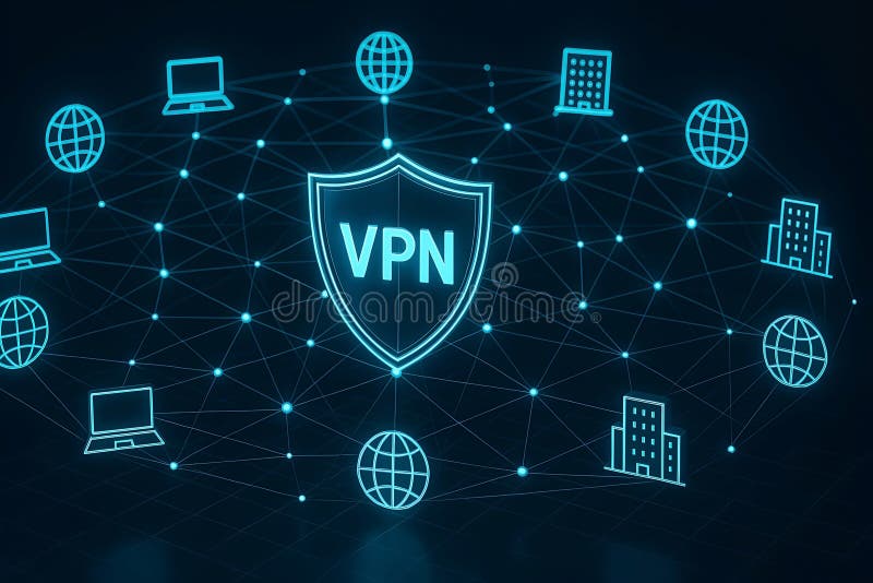 Vpn Concept with Shield Protecting Digital Network and Connections ...