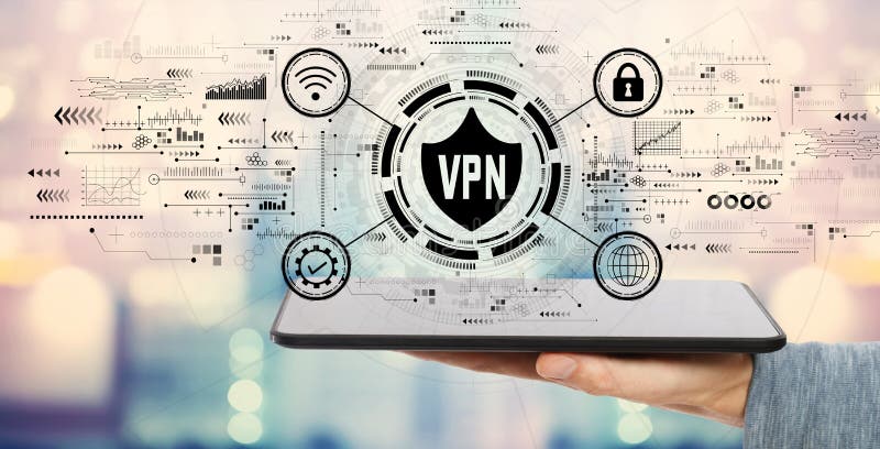 VPN Concept with Tablet Computer Stock Image - Image of connect, blue ...