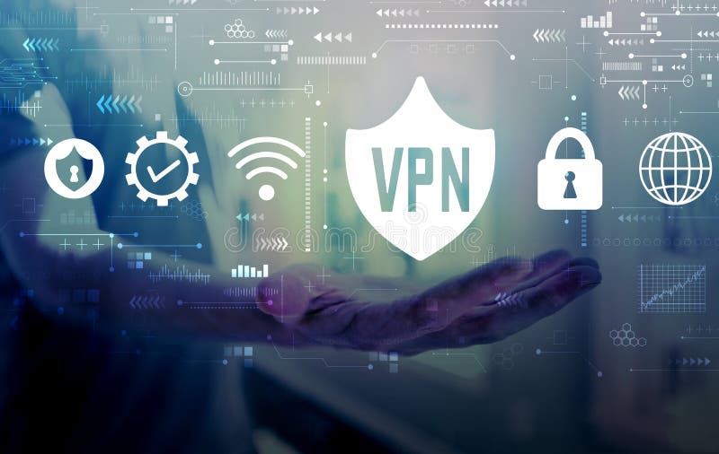 VPN concept with young man stock image. Image of data - 190334227