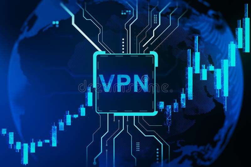 VPN Digital Security Interface with Glowing Circuit Lines and ...