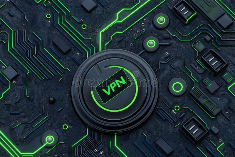 A VPN Icon on a Digital Circuit Background, Symbolizing Secure Internet ...