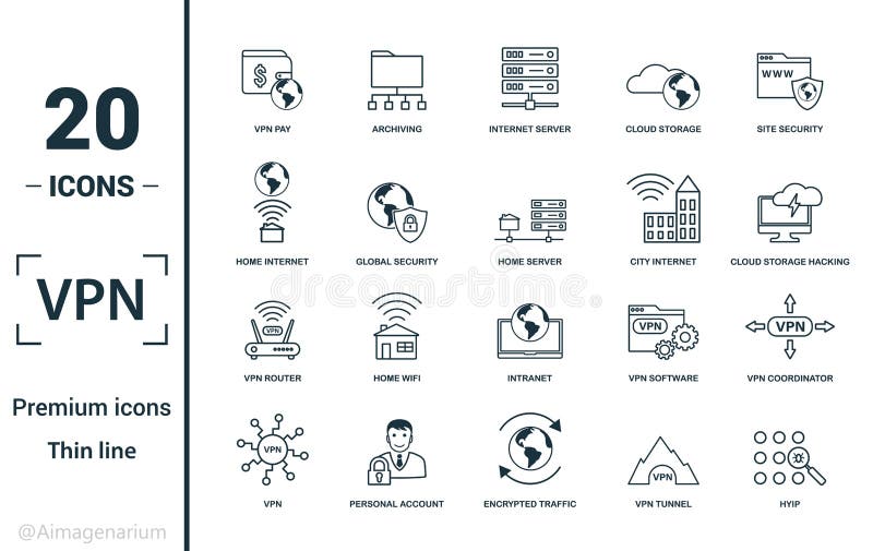Vpn Icon Set. Include Creative Elements , Archiving, Site Security ...