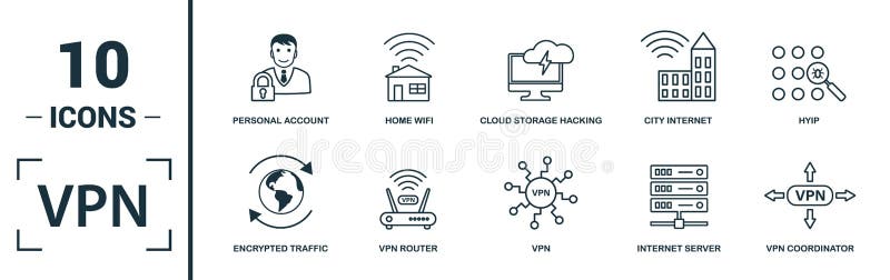 Vpn Icon Set. Include Creative Elements , Archiving, Site Security ...