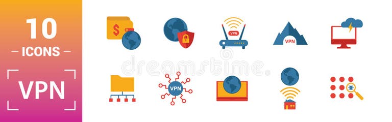 Vpn Icon Set. Include Creative Elements , Archiving, Site Security, Home Server, Cloud Storage ...