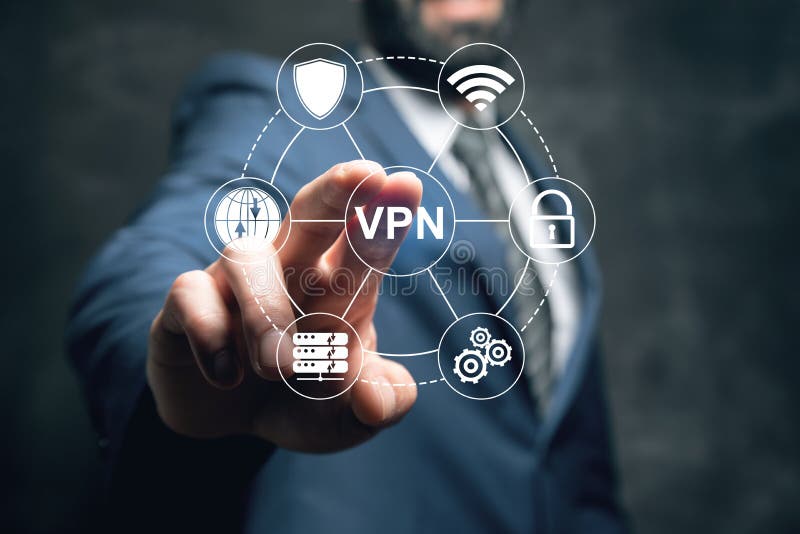 VPN and Icons on the Screen Stock Image - Image of security, finger ...