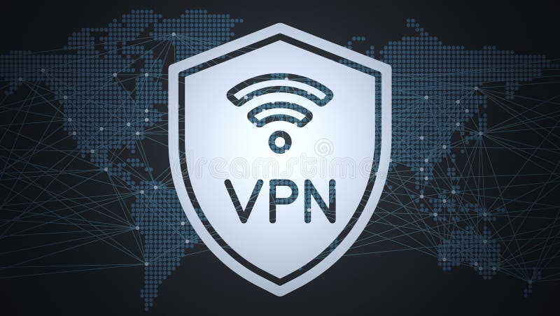 Vpn Internet Security Schild Logo Auf Der Weltkarte Stockfoto - Bild ...