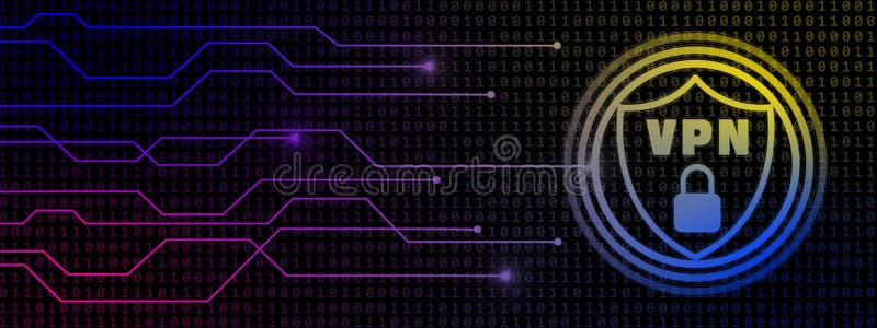 VPN Logo in Shield with Padlock - Information Connecting Lines on ...