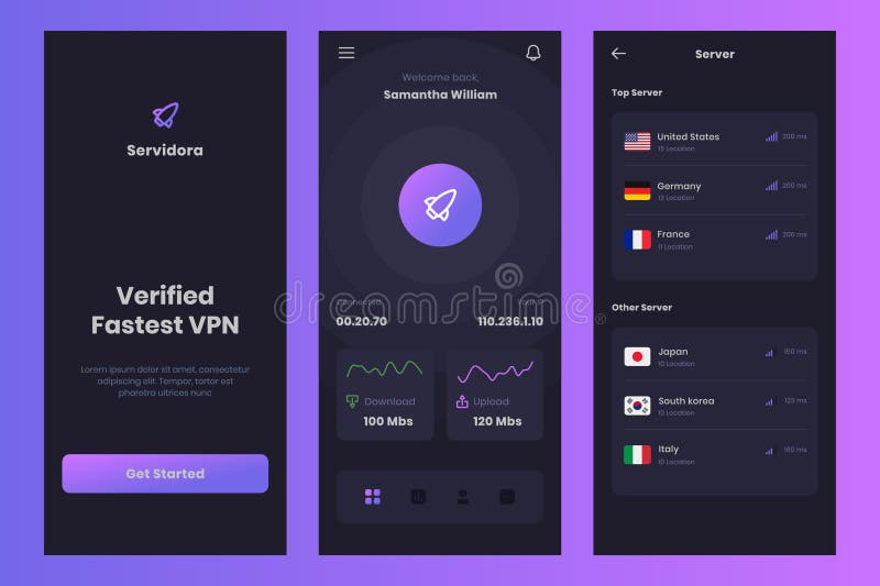 VPN Modern App UI Design stock illustration. Illustration of online ...