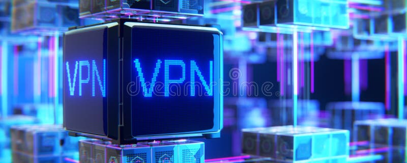 VPN is a Secure Virtual Network. Vpn Inscription on a Futuristic Banner ...