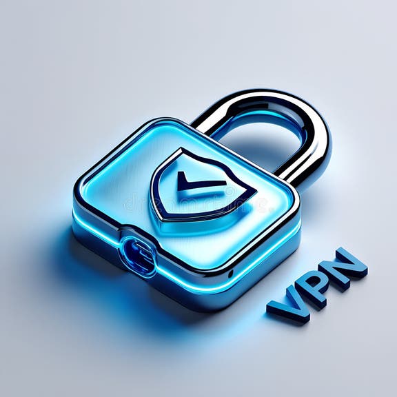 VPN Security Concept with Illuminated Lock and Shield Icon Stock Photo ...