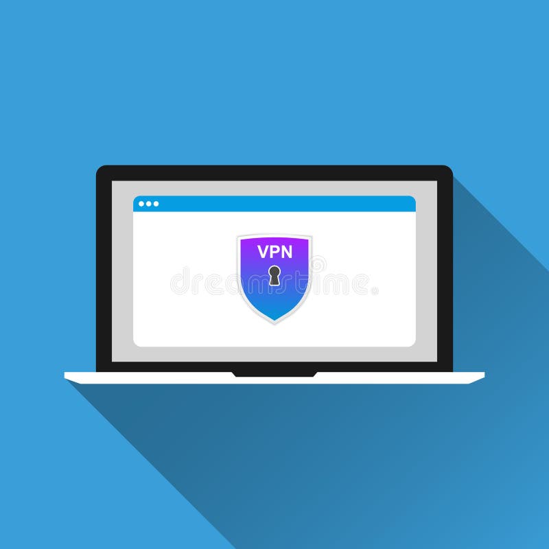 Vpn Security Shield on Laptop Screen Concept. Internet Protection for ...