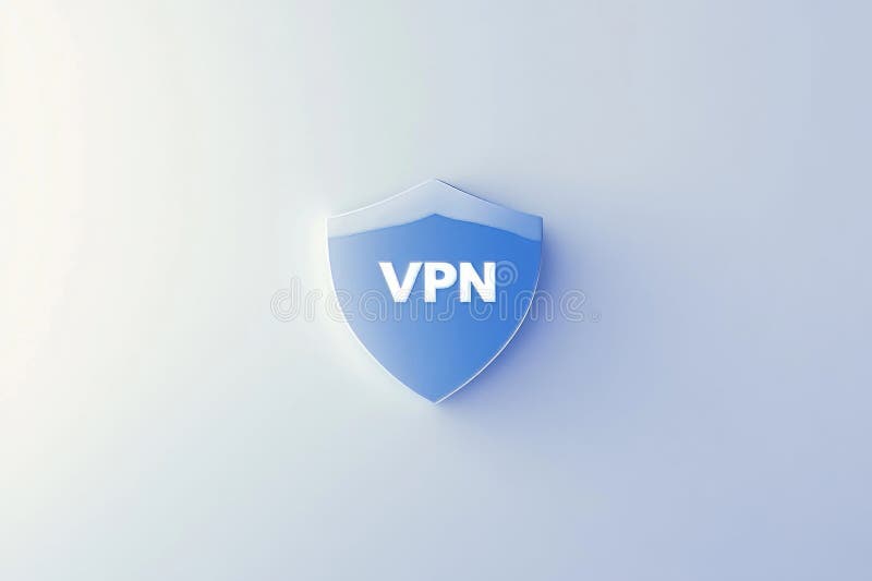 VPN Shield Icon on a Blue Background. Represents Cybersecurity and ...