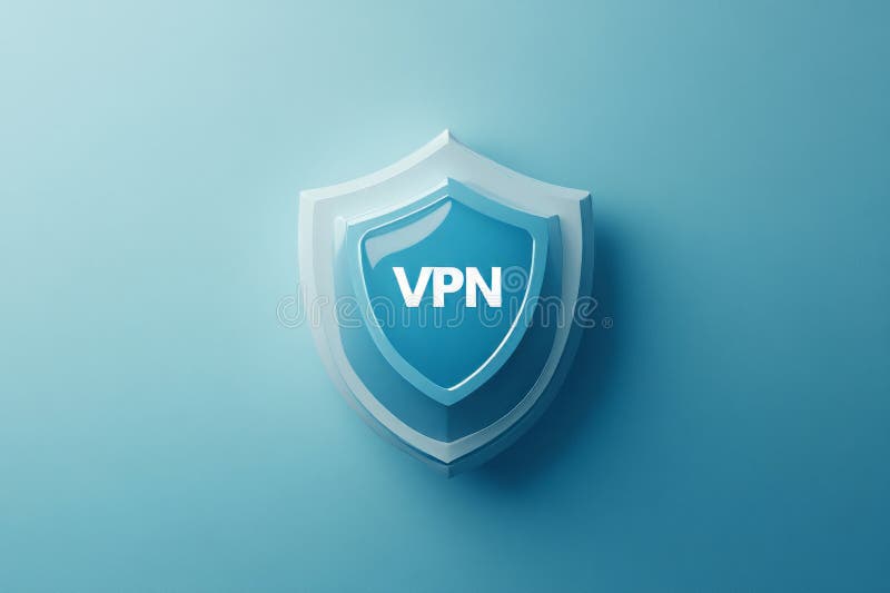 VPN Shield Icon on a Blue Background. Represents Cybersecurity and ...