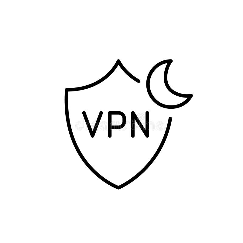 VPN Shield and Moon Symbol. Night Time Protected Online Activities ...