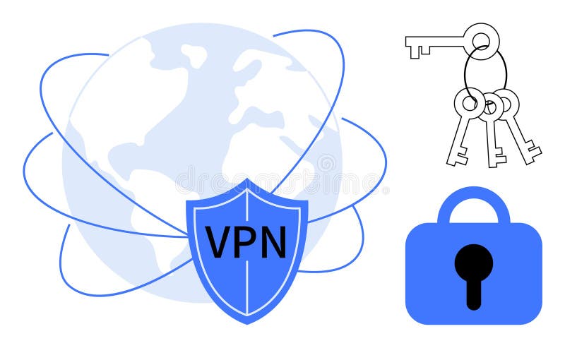 Global Internet Security with VPN, Keys and Lock Stock Vector ...