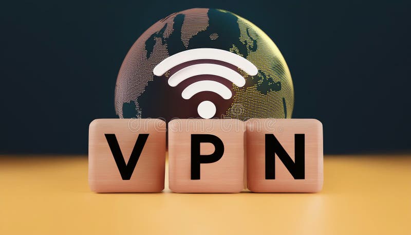 VPN Symbol with Globe and Wireless Sign on Colorful Background Stock ...