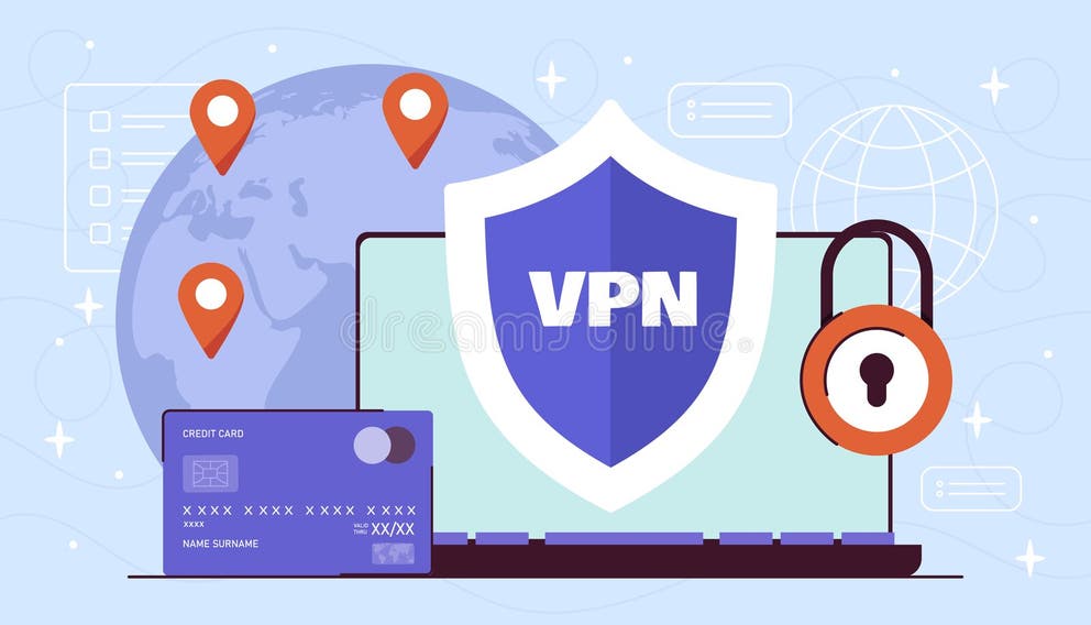VPN Technology at Laptop. Virtual Private Network. Security and ...
