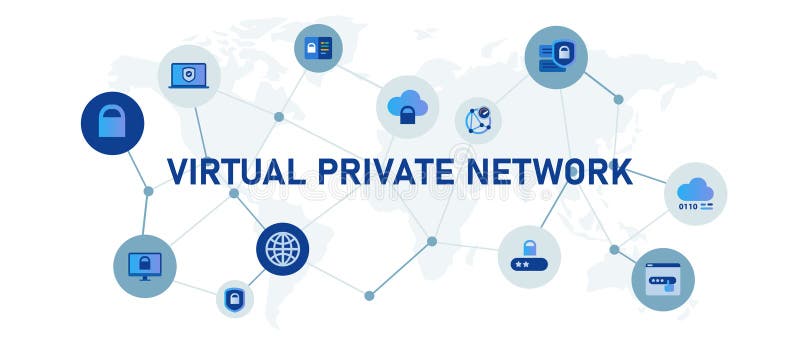 VPN Virtual Private Network Concept Banner Header Connected Icon Set ...