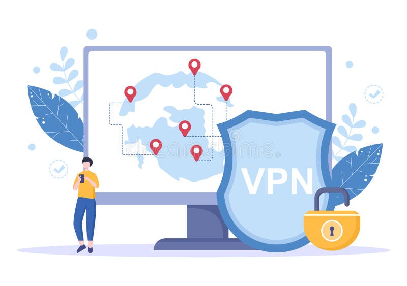 VPN or Virtual Private Network Service Cartoon Vector Illustration To ... VPN or Virtual Private Network Service Cartoon Vector Illustration To ...