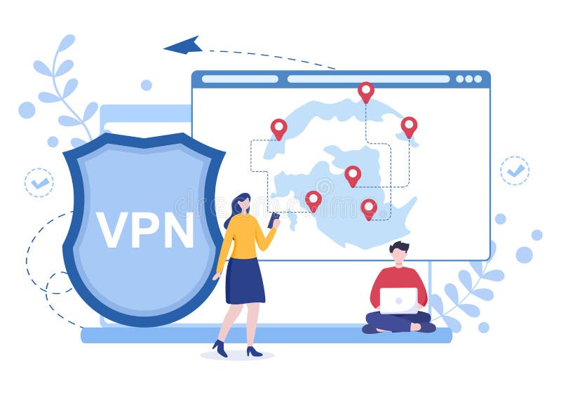 VPN or Virtual Private Network Service Cartoon Vector Illustration To ...