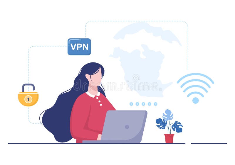 VPN or Virtual Private Network Service Cartoon Vector Illustration To ...