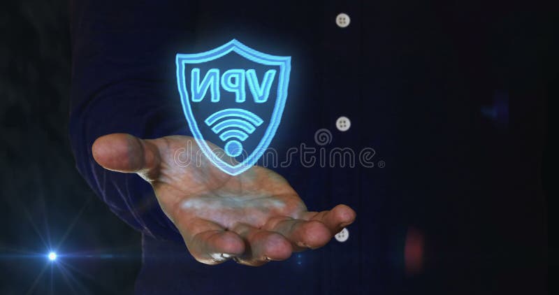 VPN Virtual Private Network Symbol Over Hand Stock Footage - Video of ...